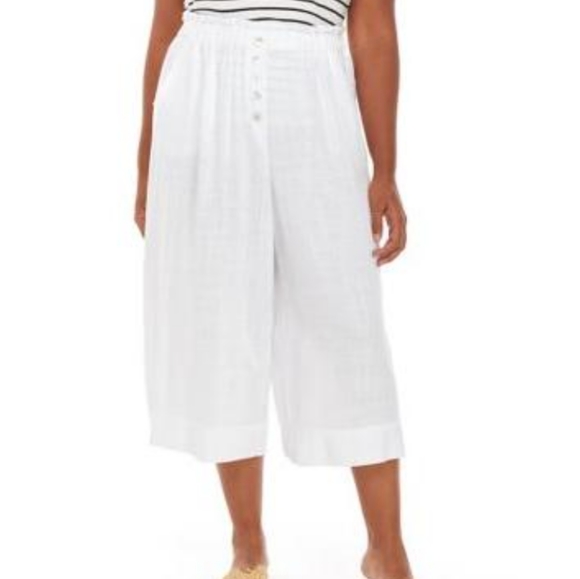 Ruby Rd. | Pants & Jumpsuits | White Linen Wide Leg Pull On 2 L Capris ...